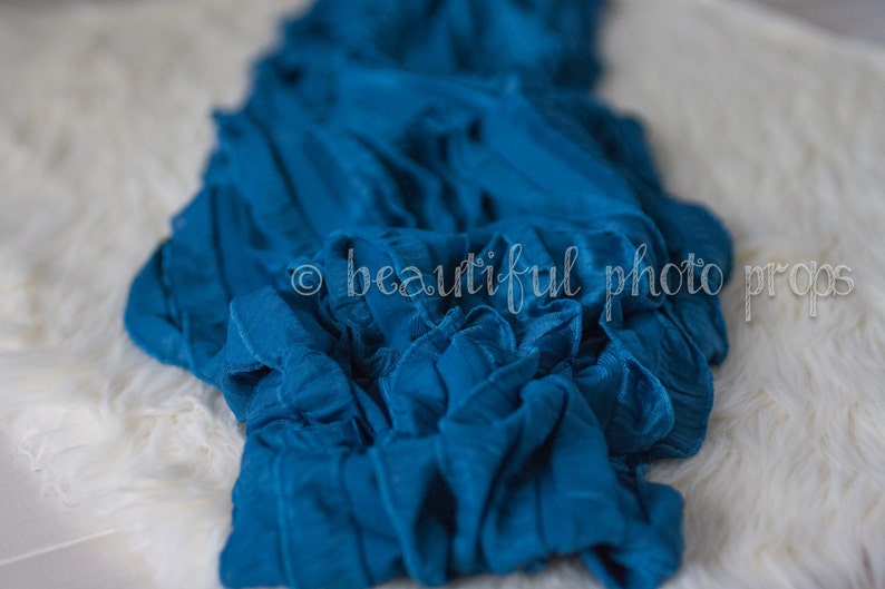 Sapphire Blue Ruffle Stretch Fabric Wrap Teal Blue Newborn Photography ...