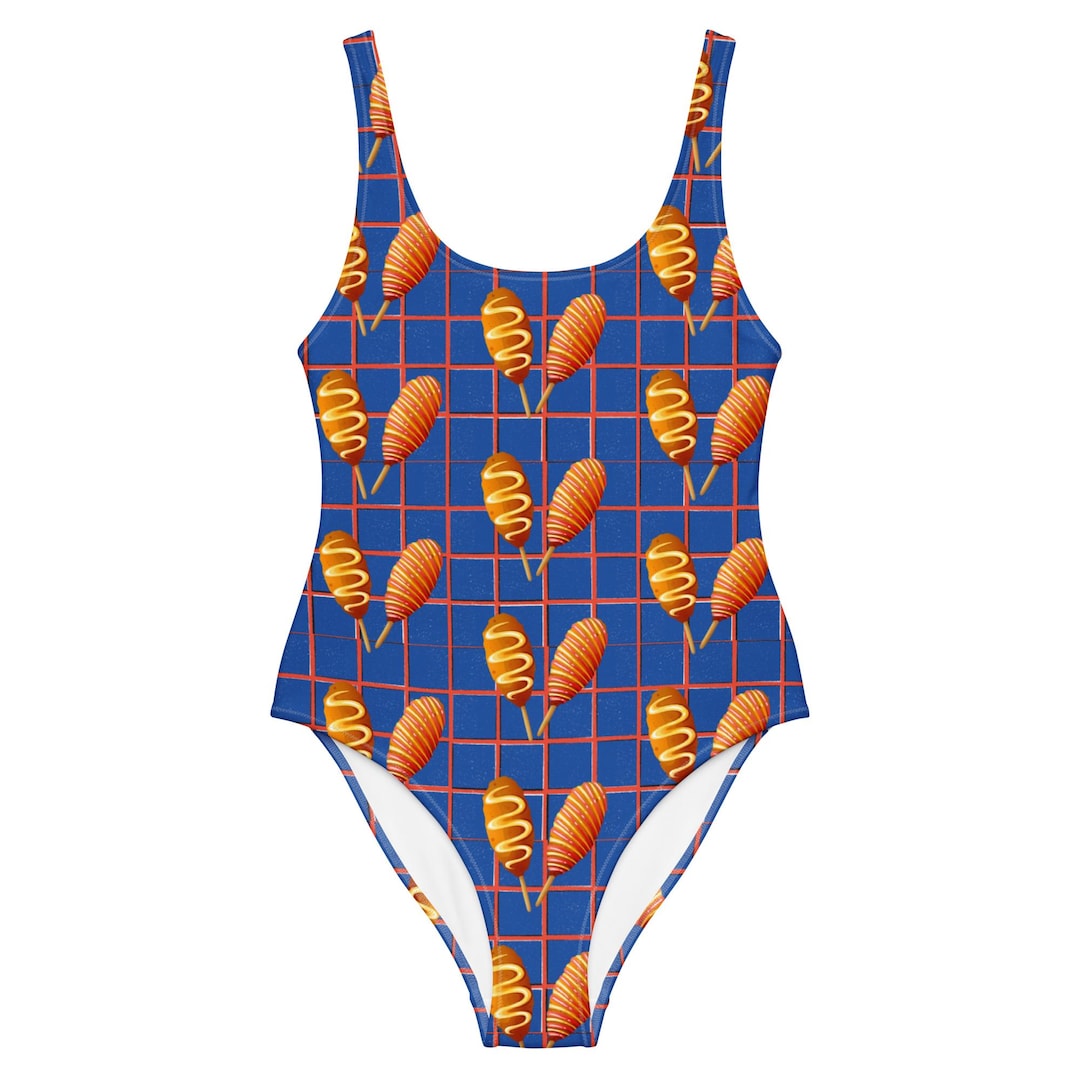 Plaid Corn Dog One-piece Swimsuit: Retro Fair Food Bathing Suit - Etsy