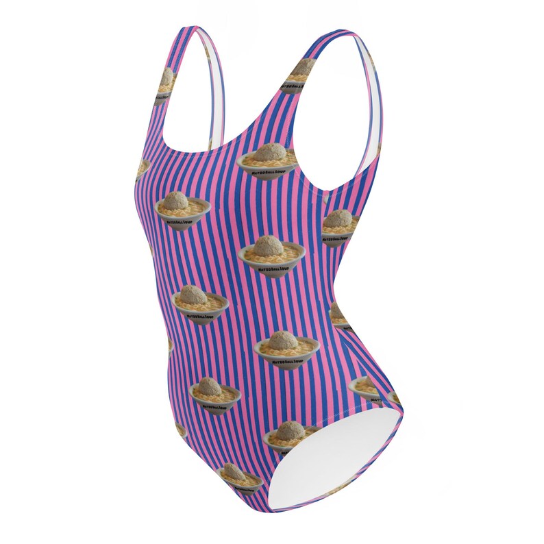 Matzo Ball Soup One-piece Swimsuit – Striped Food Print Bathing Suit ...