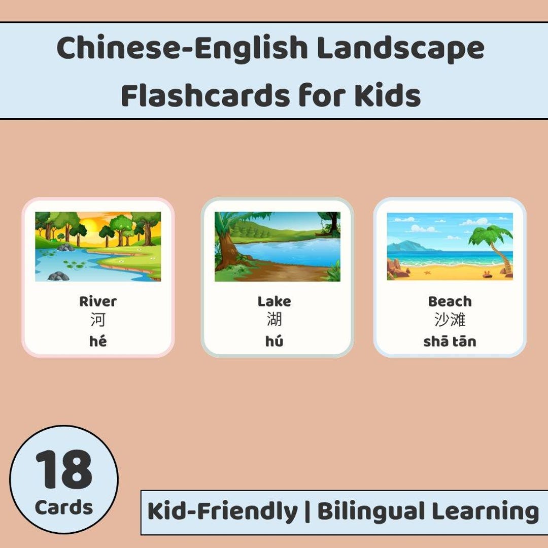 Chinese-english Bilingual Landscape Flashcards | Learn Chinese for ...