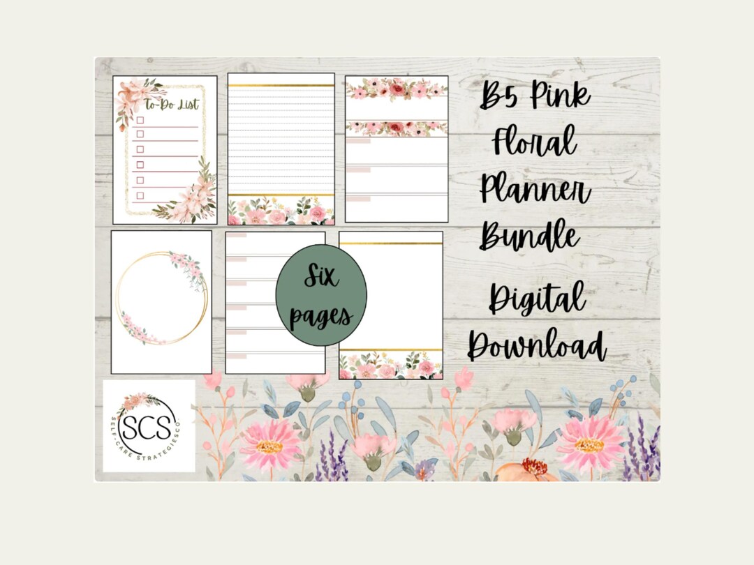 B5 Journal, B5 Planner, B5 Notebook, Printable Floral B5,digital Floral ...