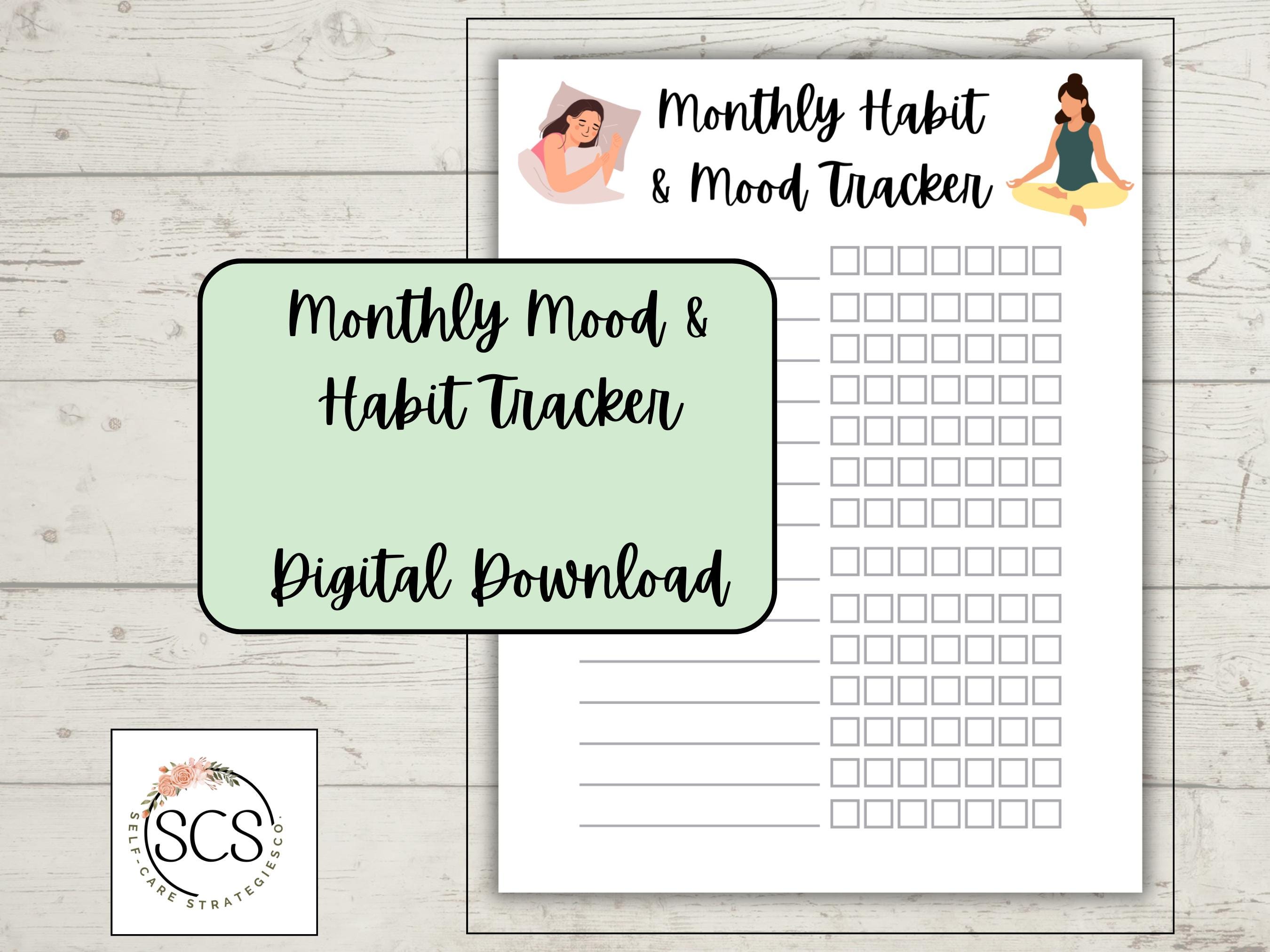 Mood Tracker Printable, Mood Tracker Adult, Hourly Mood Tracker, Habit ...