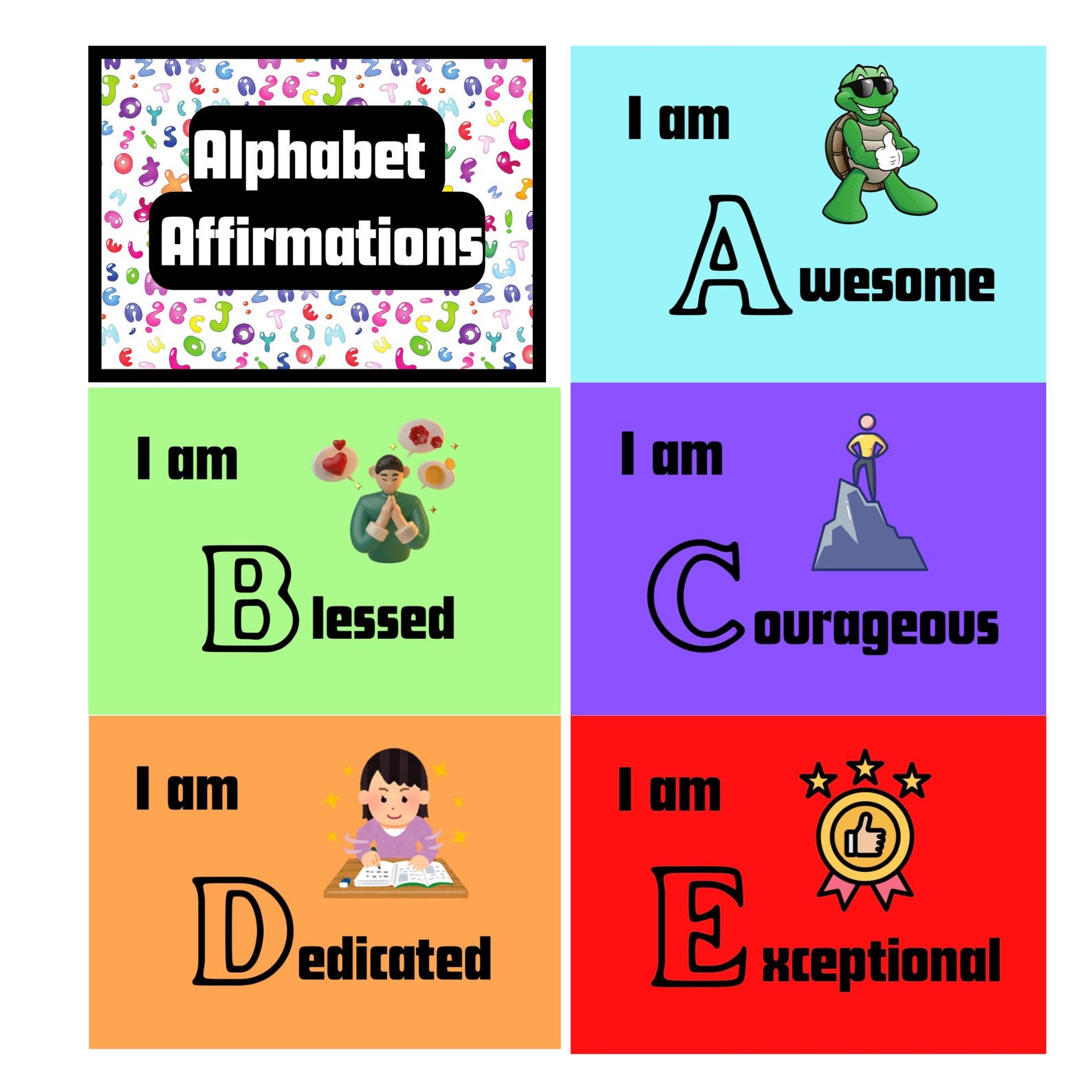 Alphabet Affirmations Flashcards - Printable - Etsy