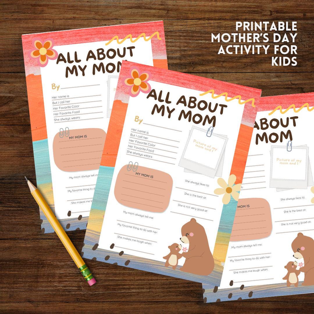 All About My Mom – Printable Mother’s Day Activity for Kids - Etsy