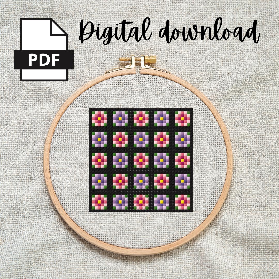Granny Square Cross-stitch Pattern - Etsy