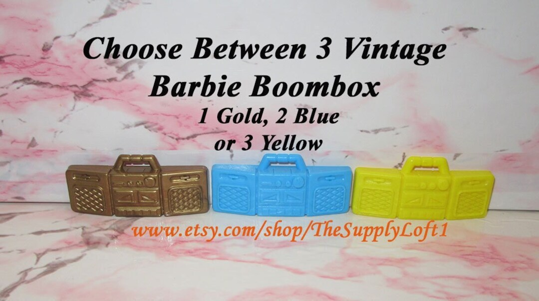 Vintage 1990s Barbie Boom Box Radio Choose Between Gold Blue or Yellow ...