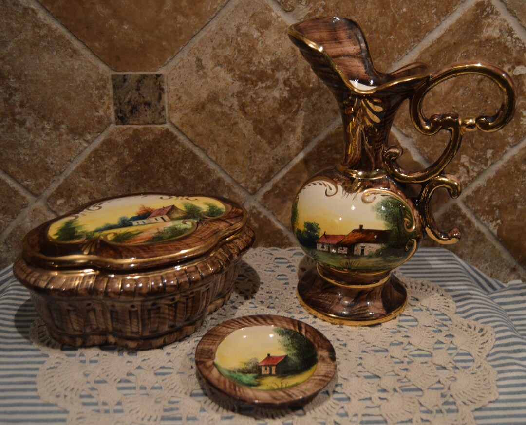 Lovely Vintage Hubert Bequet Pottery Pieces~large Pitcher~jewelry ...