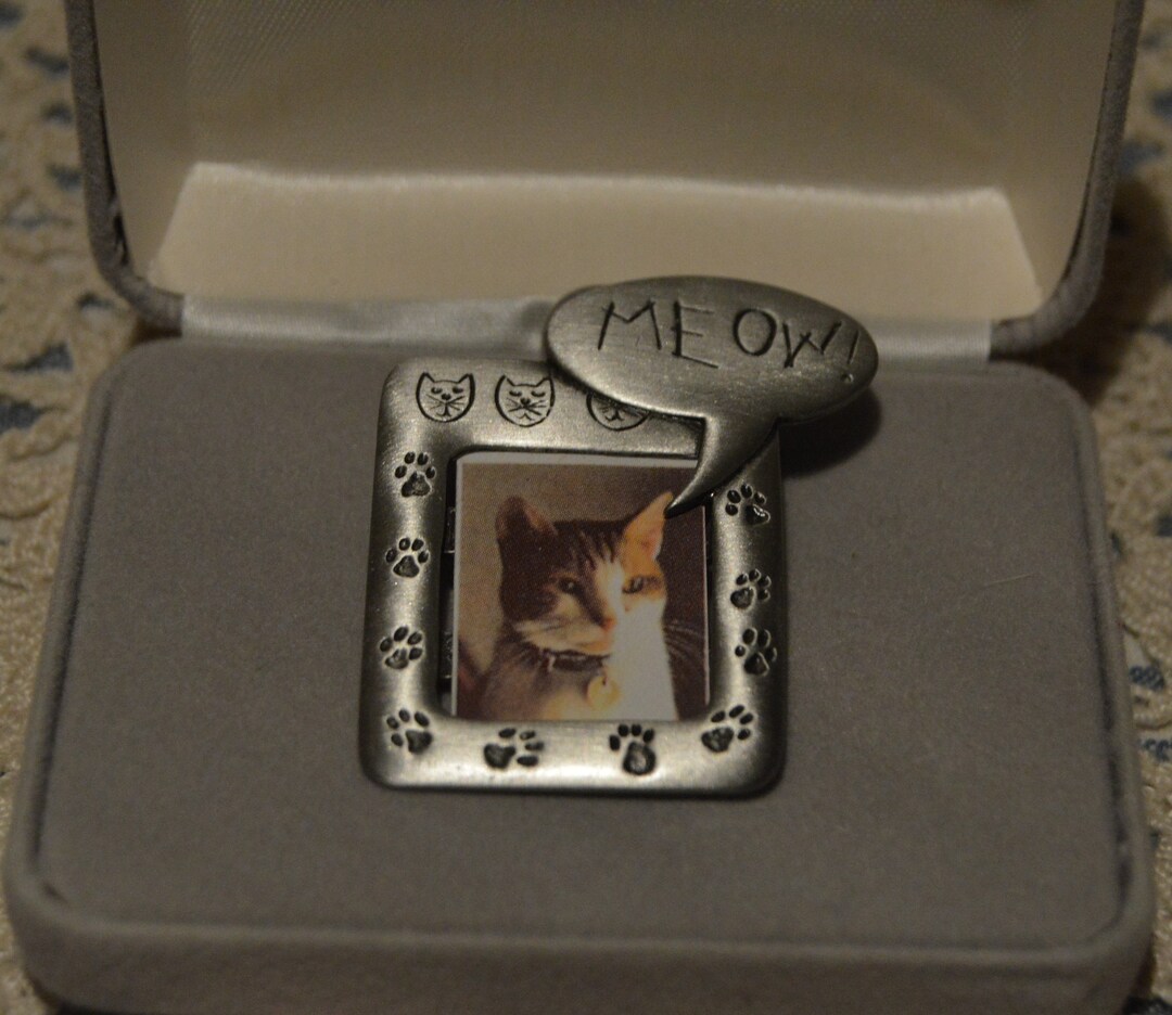 Cute Pewter Kitty Cat Frame Pin/brooch by Jj~add A Picture of Your Cat ...