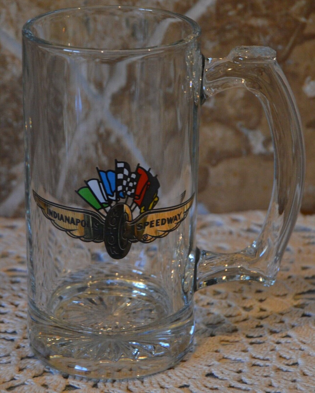 Indianapolis Motor Speedway Souvenir Glass Mug~euc~great Graphics~5 1/2 ...