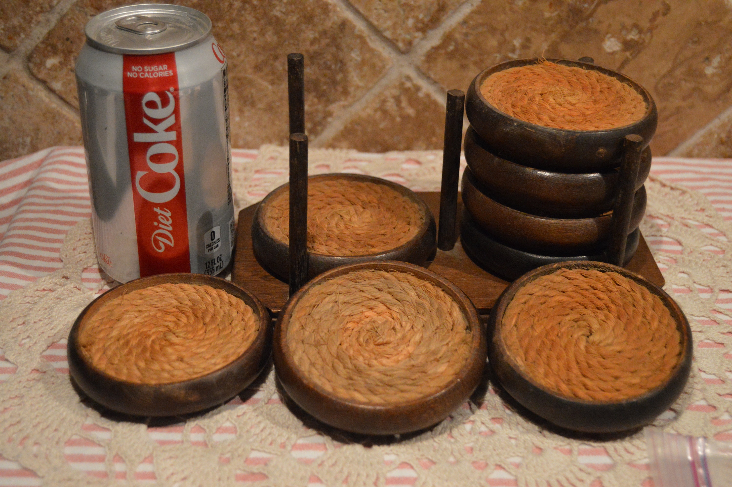 Fun Vintage Coaster Set With Wood and Jute Coasters and Wood - Etsy