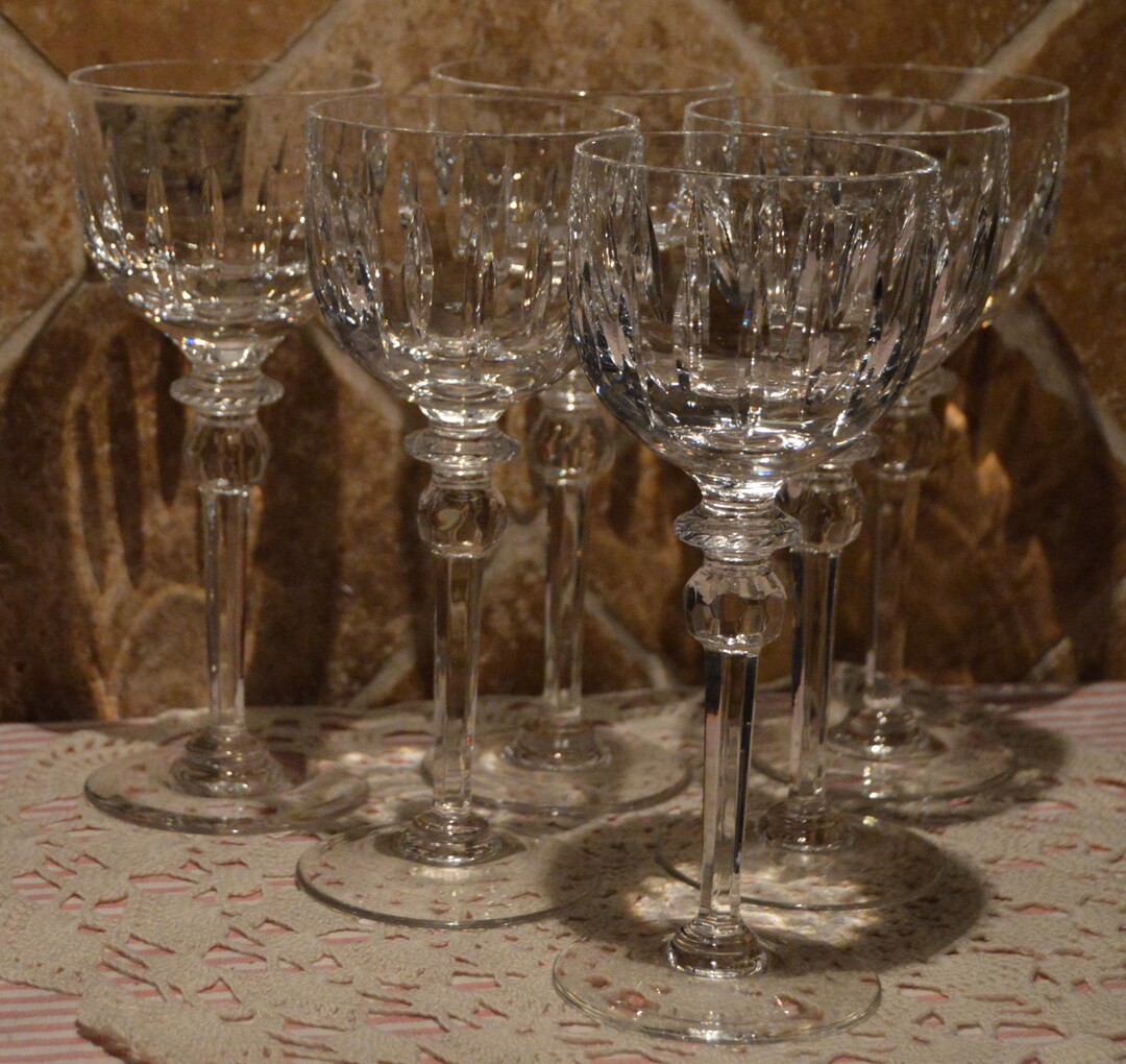 Six Beautiful Lead Crystal Wine Glasses~rogaska Gallia With Dimple ...
