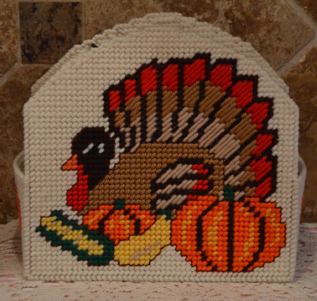 Needlepoint Turkey Napkin Holder for Large Napkins~about 7 1/2" Tall X ...