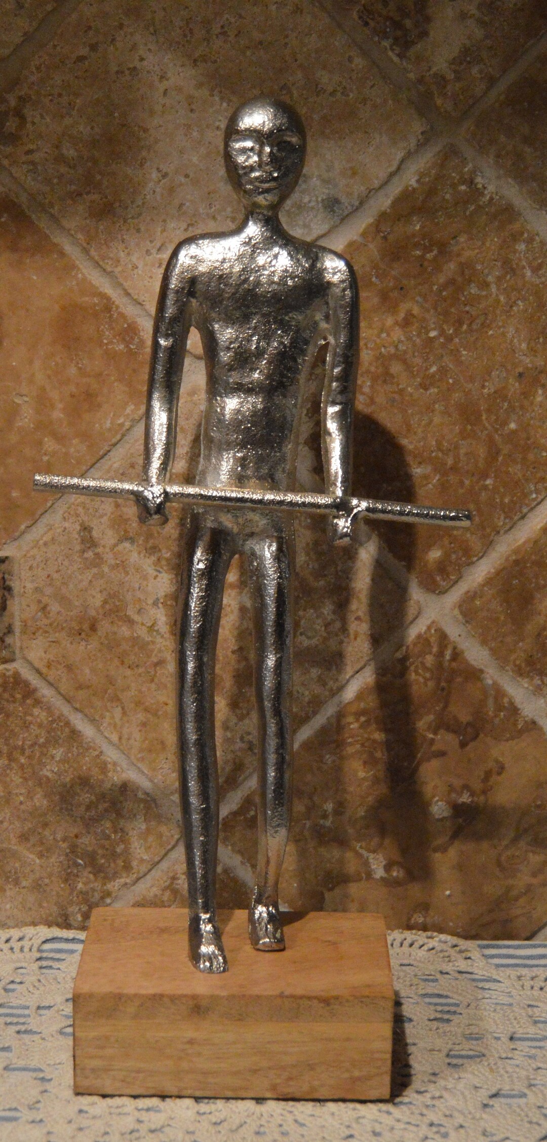 Tightrope Walker Cast Metal Sculpture on Wood Base~15 1/4" Tall~cool ...