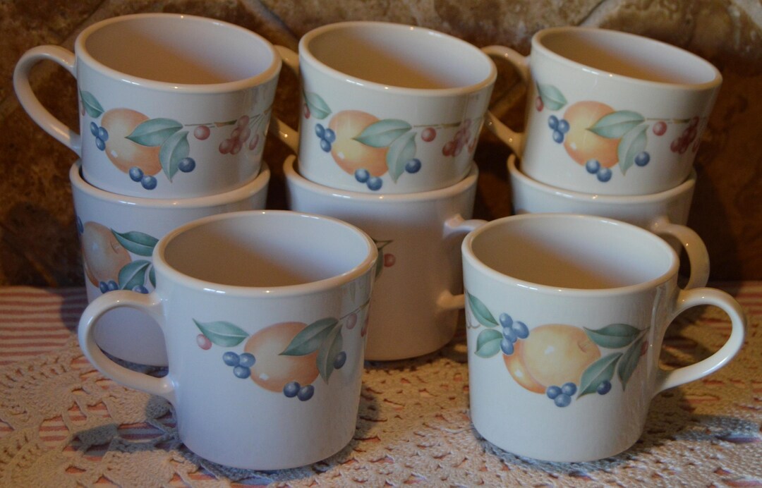 Set of Eight Vintage Corning USA Abundance Fruit Flat Cups~about 3 ...