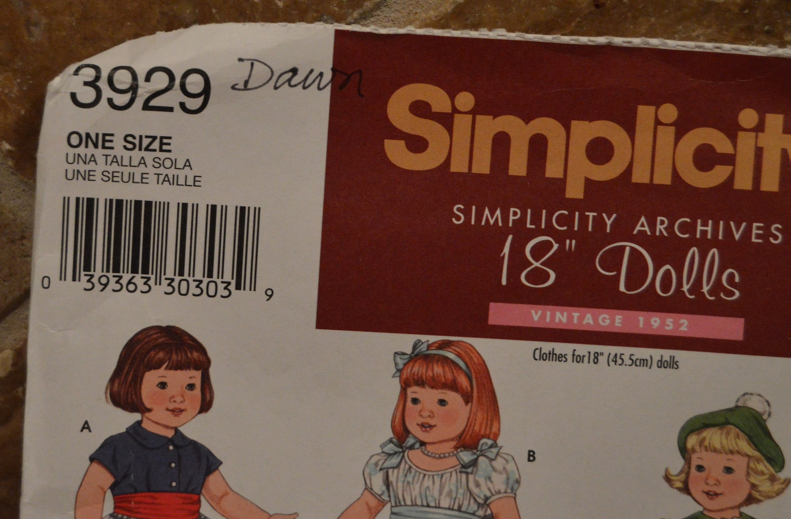 Simplicity Pattern 3929sewing Pattern for 18 - Etsy