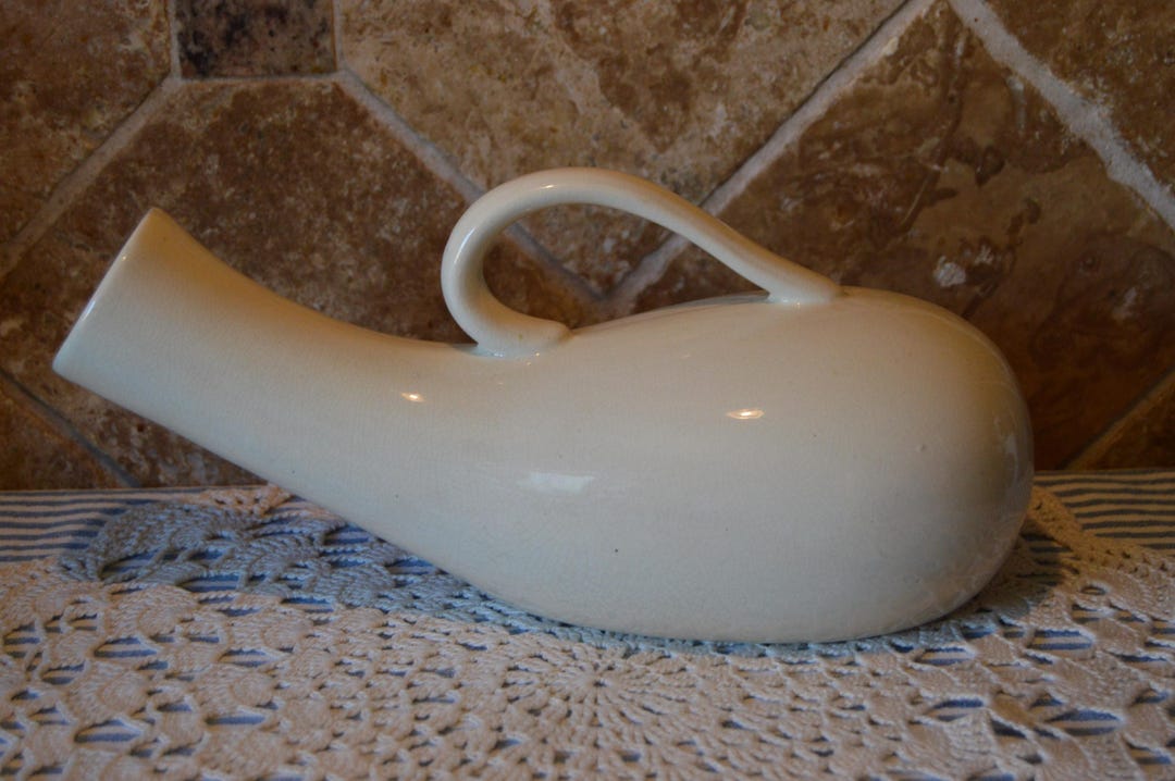 Antique Porcelain/ceramic Urinal~5 1/2" Tall (to Include Handle)~10 1/2 ...