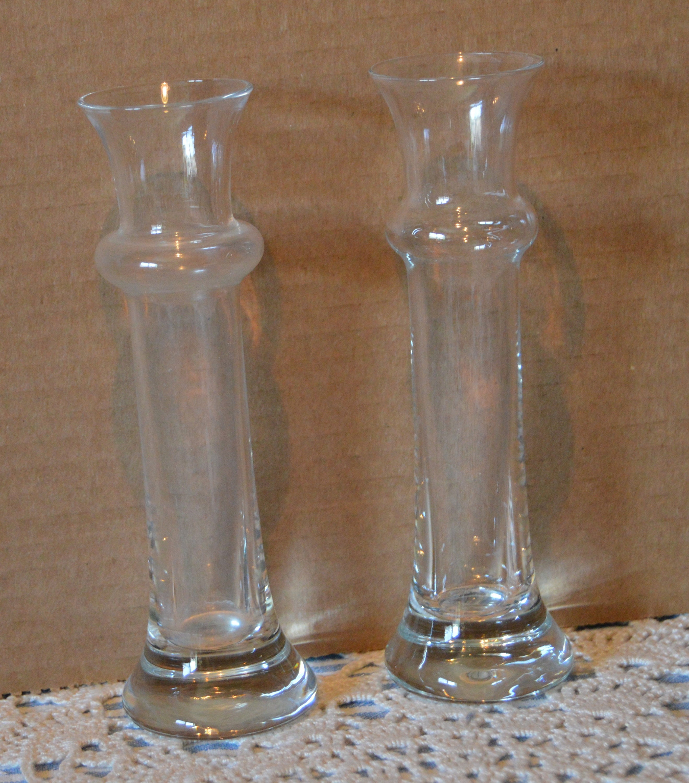 Two Heavy Bottom Glass Bud Vases or Taper Holders~about 6" Tall~so Cute ...