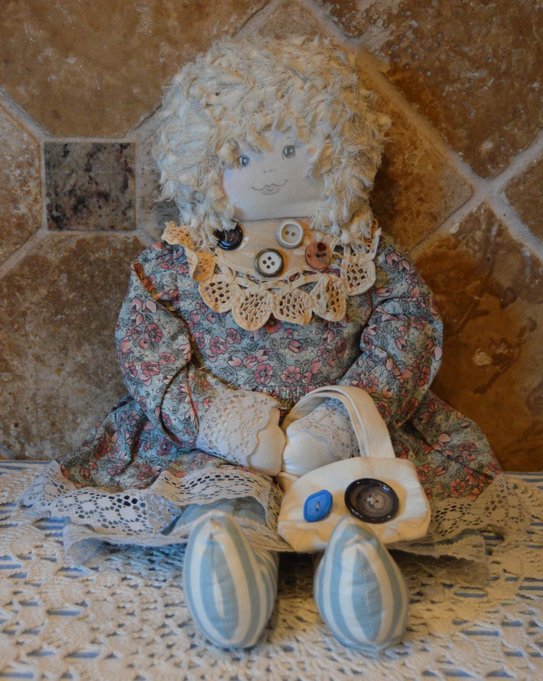 Cute Rag Doll~no Tag~may Have Been Made From A Kit~cute Bed Sitter in ...