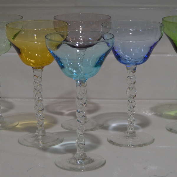 Twisted Stem Wine Glasses Etsy