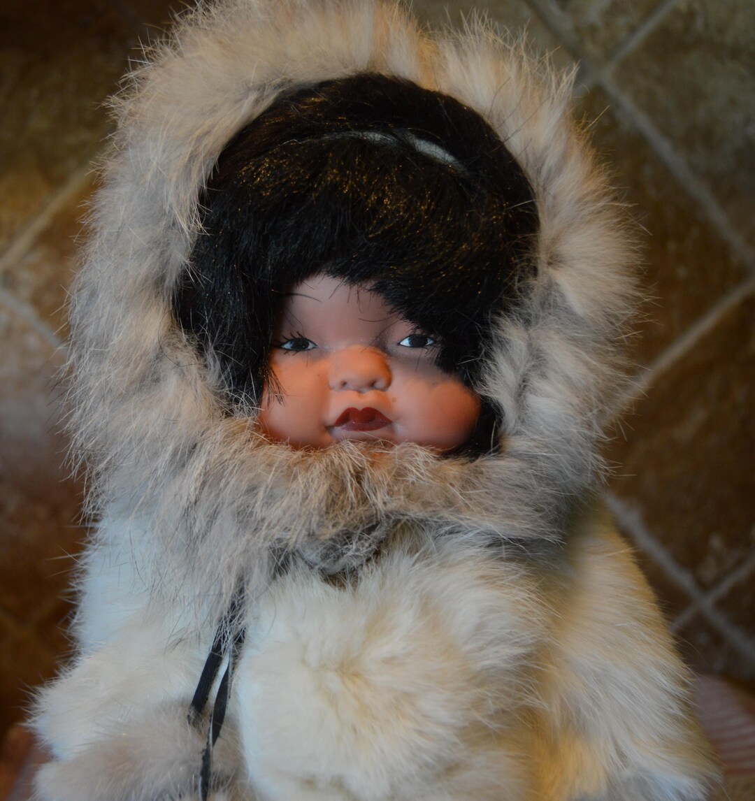 Adorable Souvenir Eskimo Doll With Real Fur Clothing From Alaska~about ...