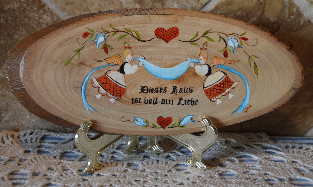 Hand Painted Swedish Wooden Slab Plaque~translates to "this House is ...