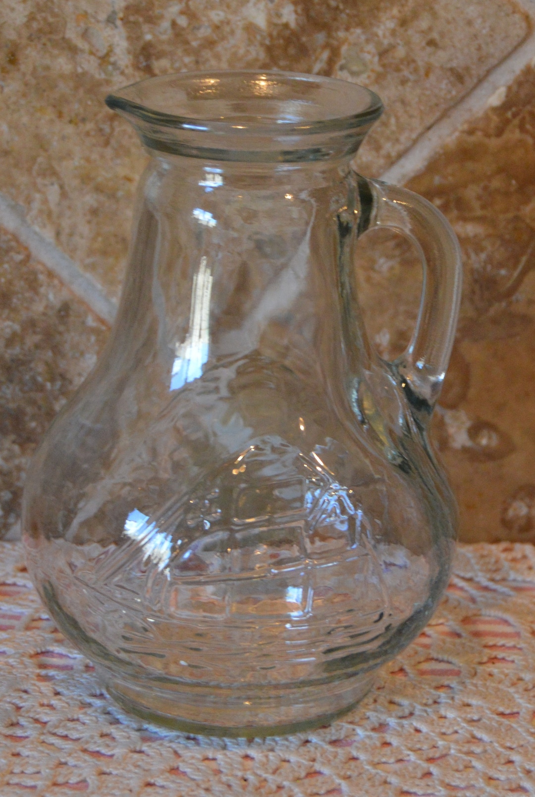 Cute Glass Milk Pitcher Embossed With Sailing Ship~6 1/2" Tall~embossed ...