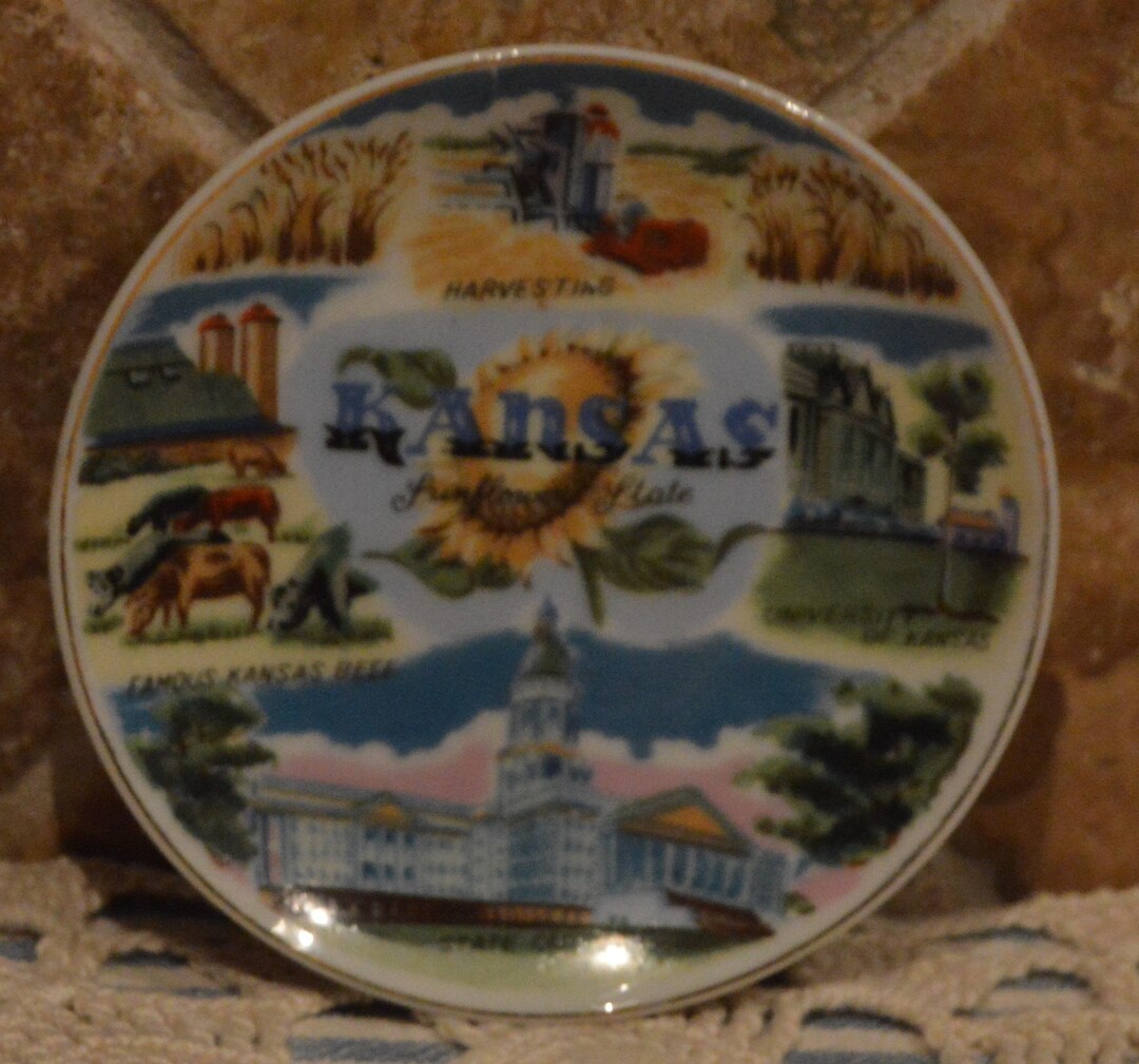 Pin Dishfun Souvenir Pin Dish From Kansasabout 3 3/4 - Etsy
