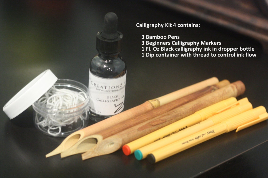Calligraphy Kit Bamboo Calligraphy Pens Markers and Ink | Etsy