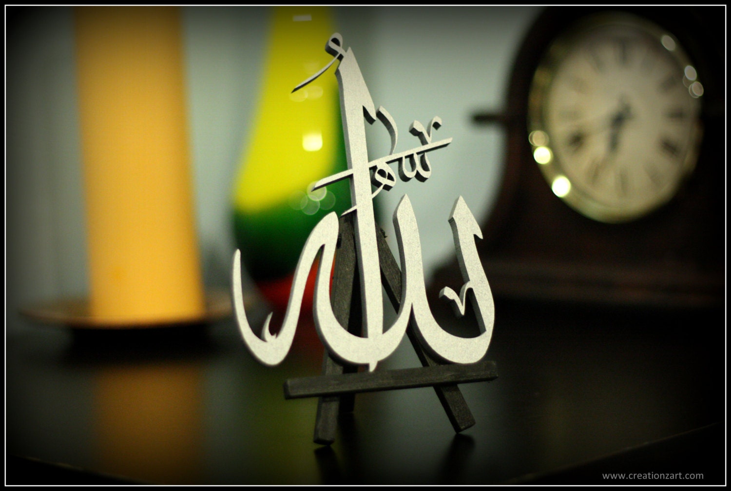 Beautiful Table Top Wood Artwork - Allah - Islamic Art - Arabic ...