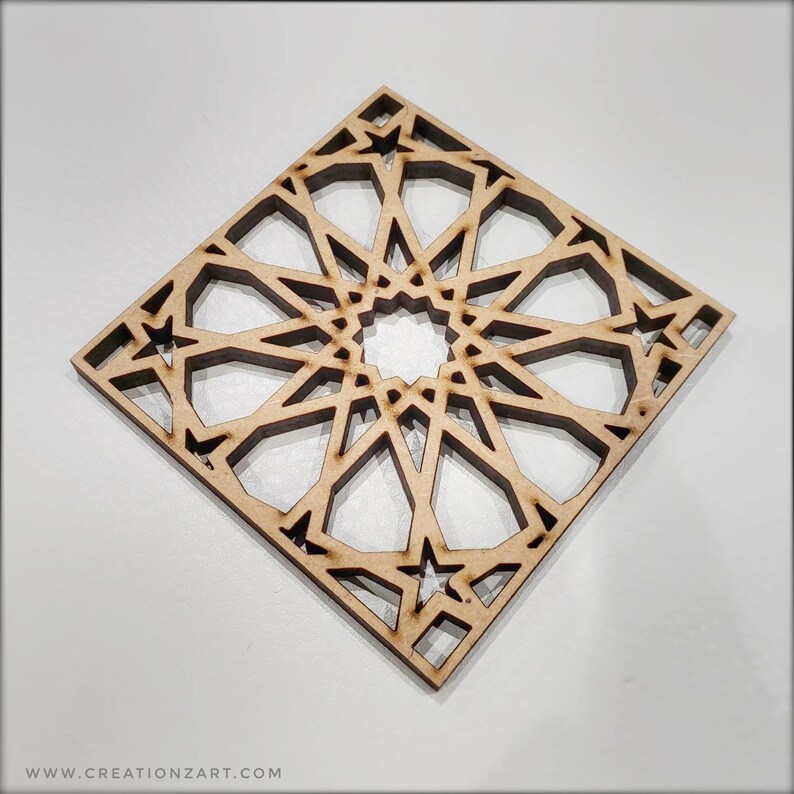 Arabic Geometric Pattern Coaster Set Moroccan Theme - Etsy