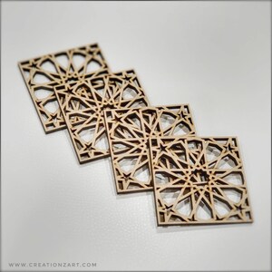 Arabic Geometric Pattern Coaster Set Moroccan Theme Decoration Set of 4 ...