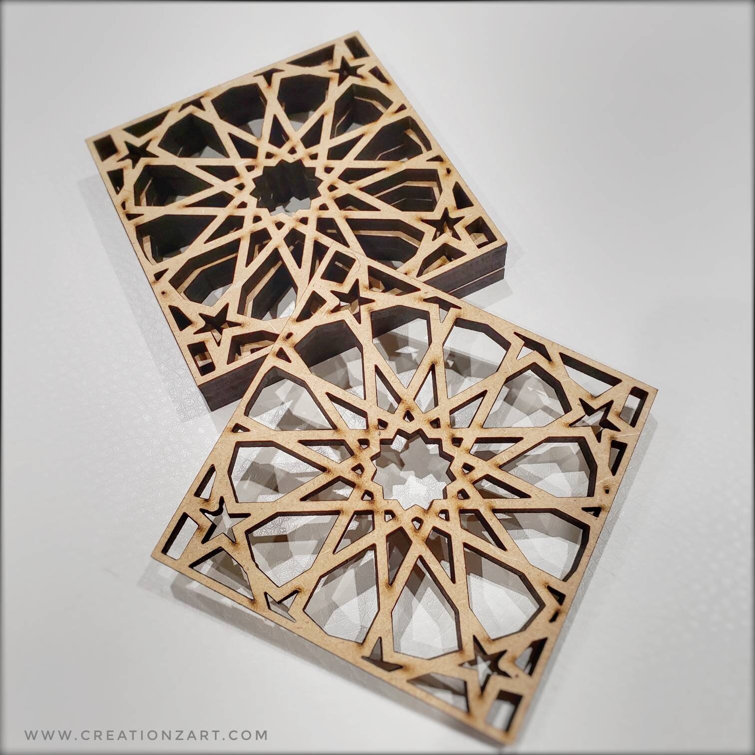 Arabic Geometric Pattern Coaster Set Moroccan Theme - Etsy