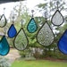 Stained Glass Raindrops - Set of 10 in Assorted Blue & Clear Textured ...