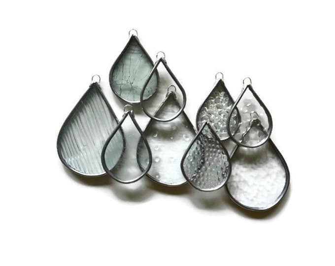 Clear Textured Glass Raindrops Set of 9 Suncatchers Window - Etsy