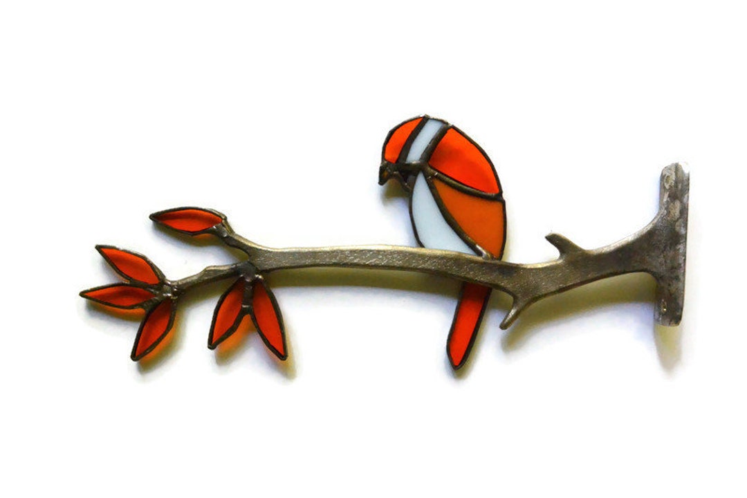 Stained Glass Chickadee in Orange - Etsy