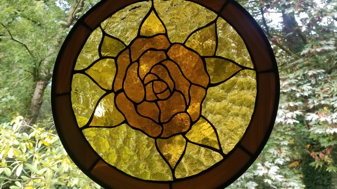 Stained Glass Amber Rose - Etsy