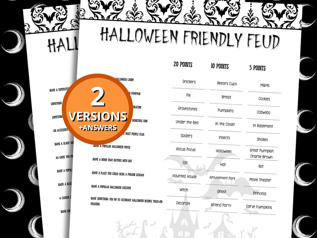 Printable Halloween Family Feud Game: Party Fun (PDF Download) - Etsy