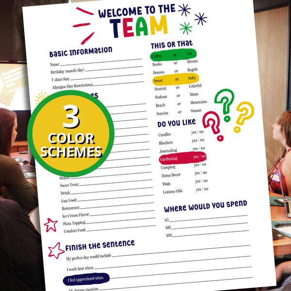 Team Building Get to Know Me Questionnaire Printable - Etsy