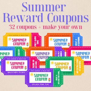 Kids Summer Coupon Book: Editable Reward Tickets (printable Coupons) - Etsy