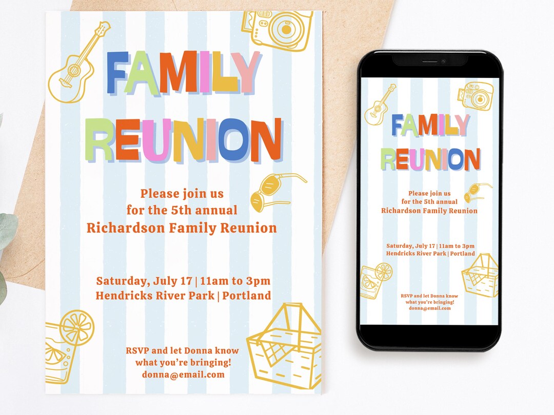 Family Reunion Invitation | Summer Reunion Party Invite Template ...