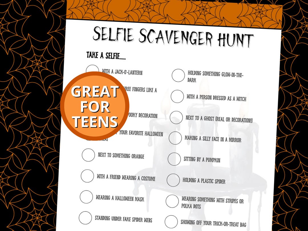 Teen Halloween Selfie Scavenger Hunt Game: Printable Party Activity ...