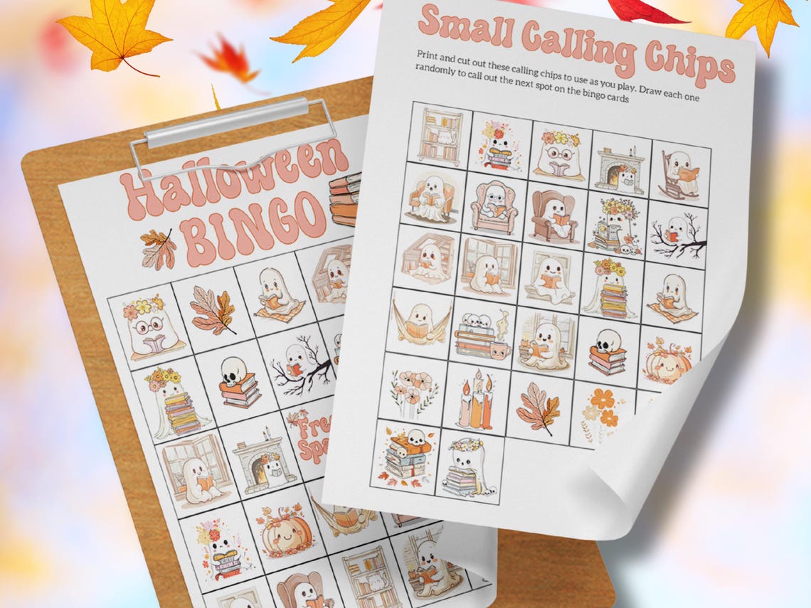 Cozy Halloween Bingo Game: 60 Boho Ghost Cards (printable PDF) - Etsy