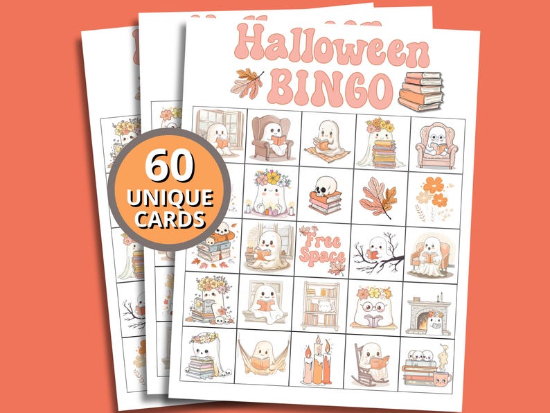 Cozy Halloween Bingo Game: 60 Boho Ghost Cards (printable PDF) - Etsy