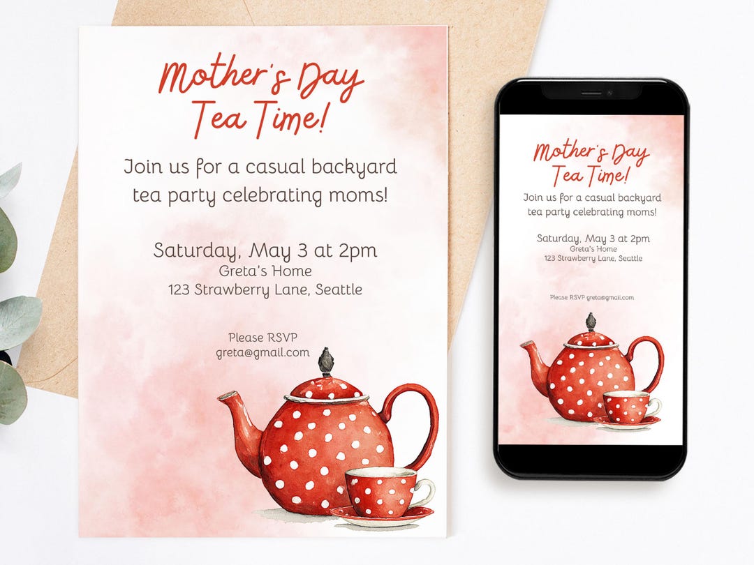 Mothers Day Tea Party Invitation | Brunch or High Tea | Digital Invite ...
