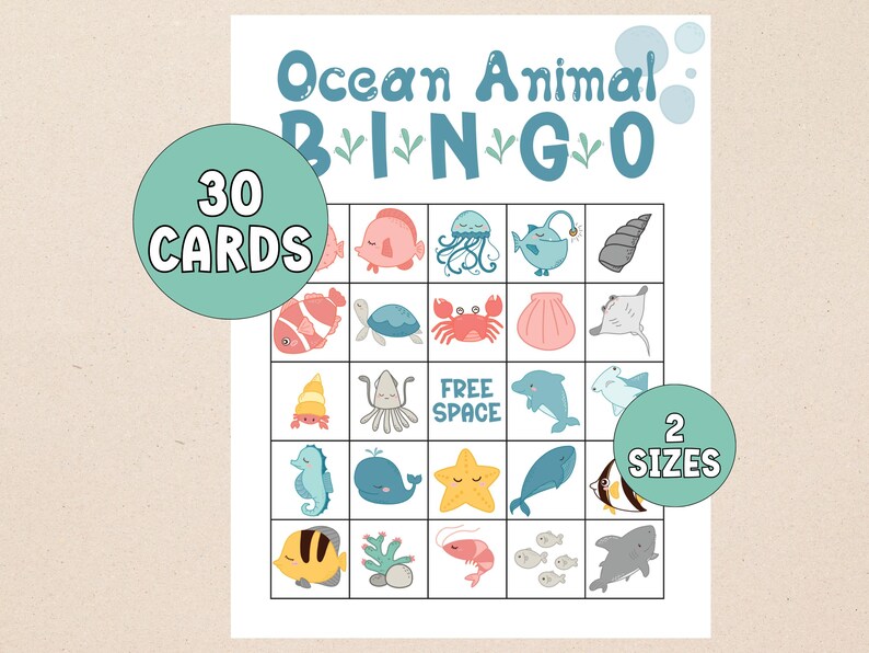 Ocean Animal BINGO Printable | Kids Educational Activity | Ocean Game ...