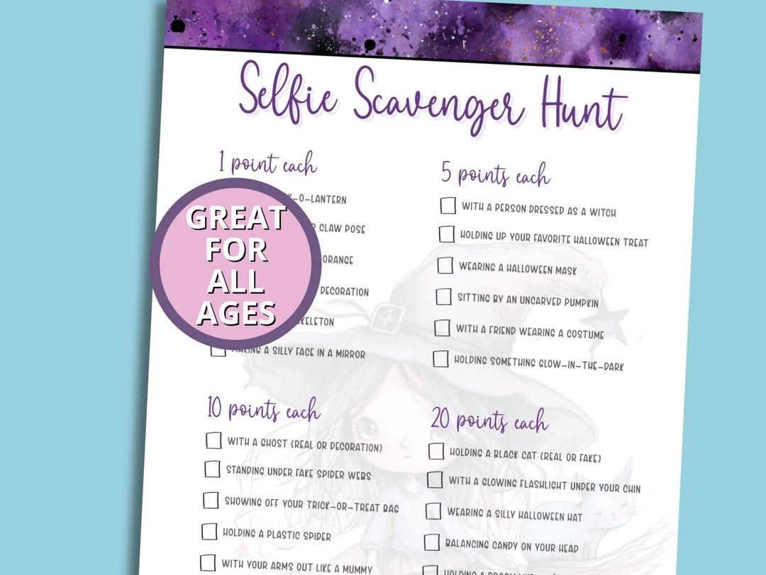 Halloween Selfie Scavenger Hunt: Fun Printable Party Game (PDF Download ...