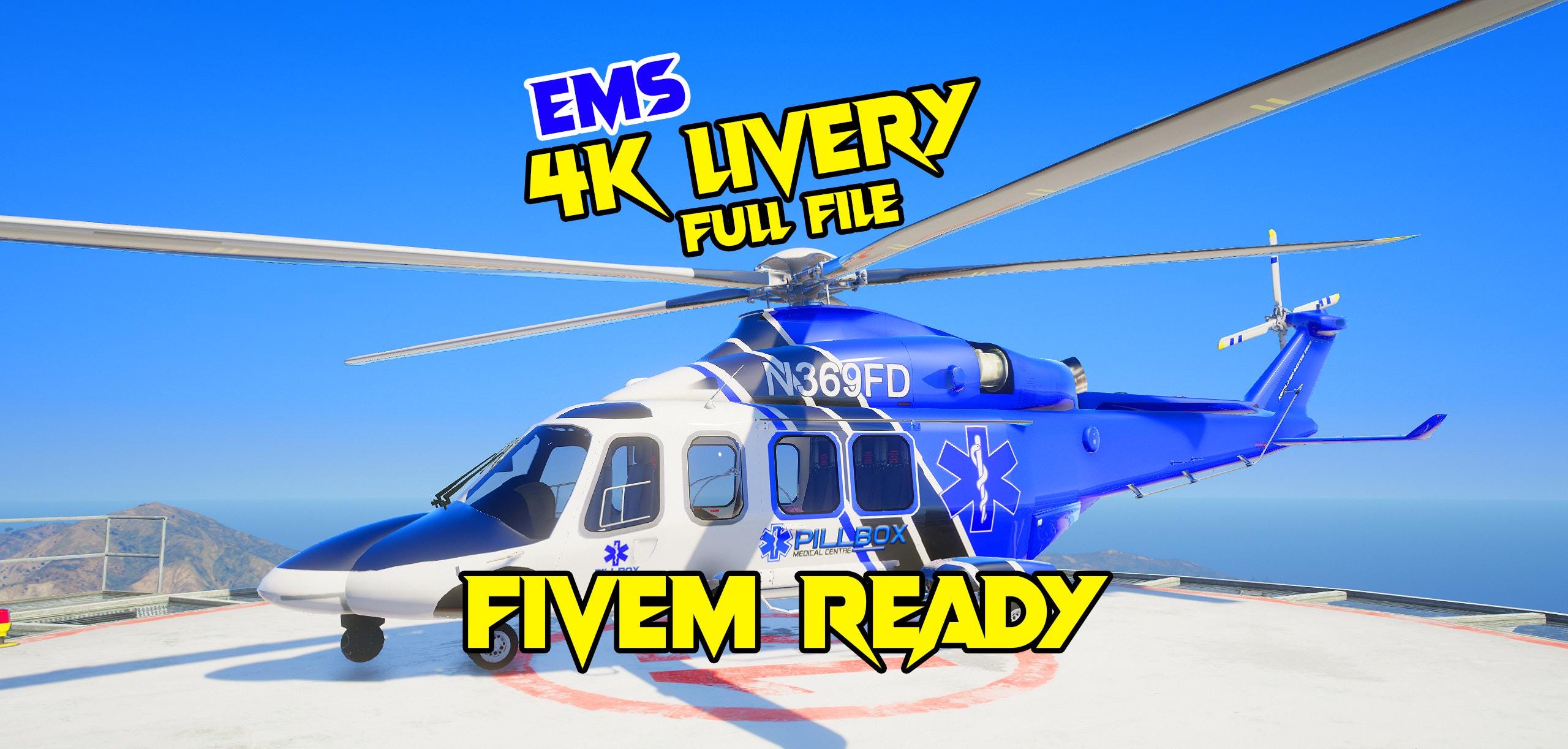 4k Quality - Pillbox/ems Angel-1 Chopper Helicopter Fivem GTA5 Livery ...