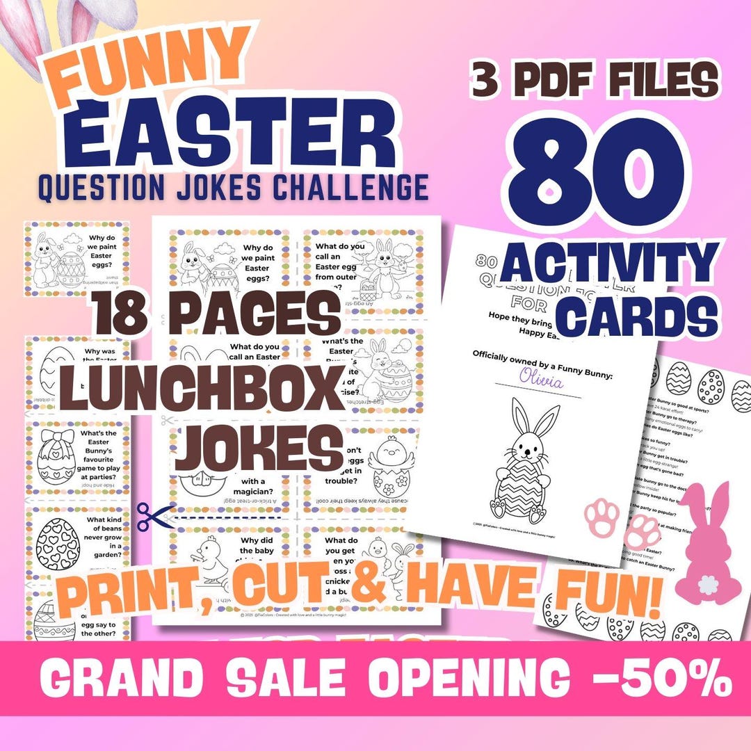 Funny Easter Question Jokes Challenge for Kids I 80 Printable Cards I ...