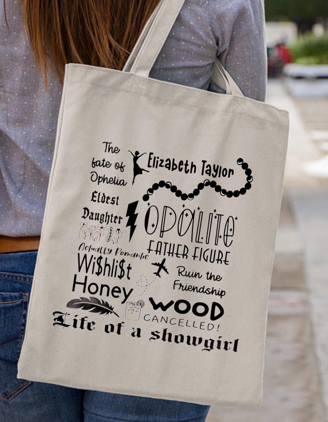 Taylor Swift Life of a Showgirl Album Tracklist Tote Bag : Cotton ...
