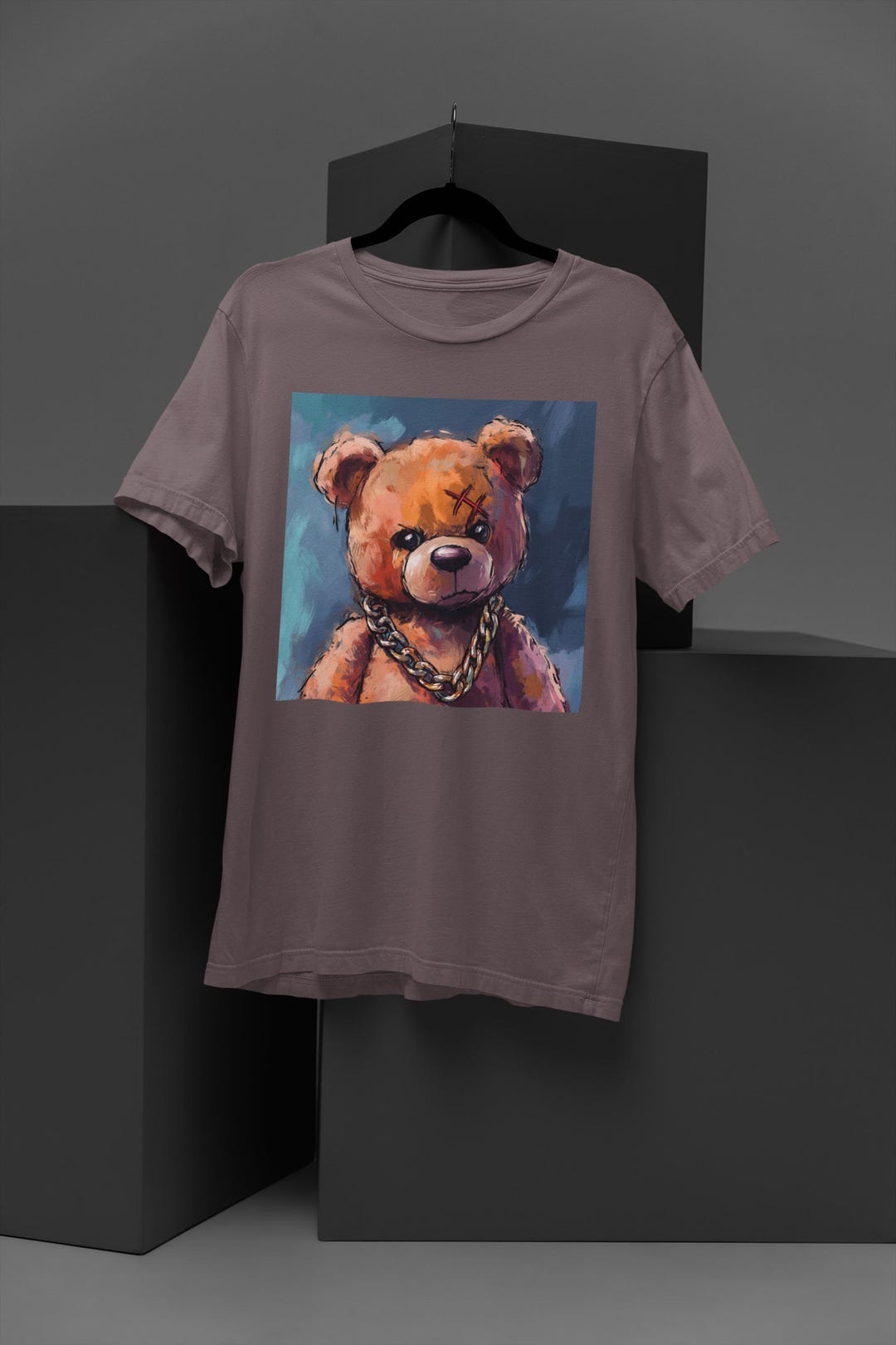 Hip Hop Teddy Bear Shirt, Street Art Plush Tee, Urban Chain Bear T ...